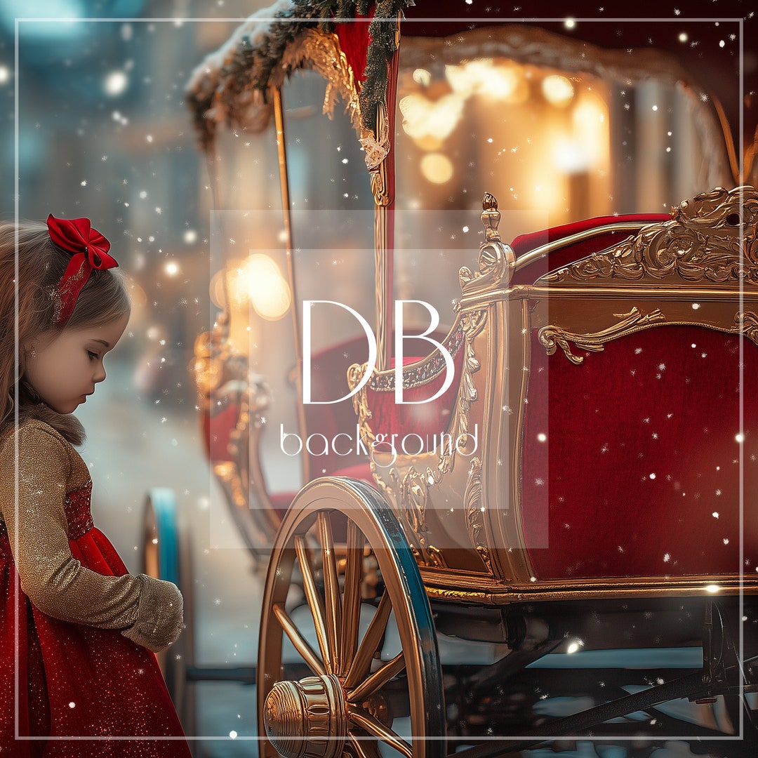 Christmas Digital Background | Christmas Carriage Digital Backdrop ...