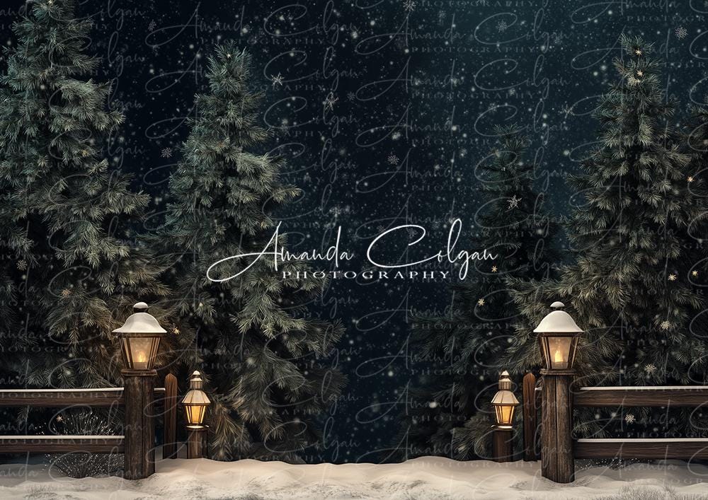 Winter Digital Background | Christmas Digital Backdrop | Snow, Pine ...