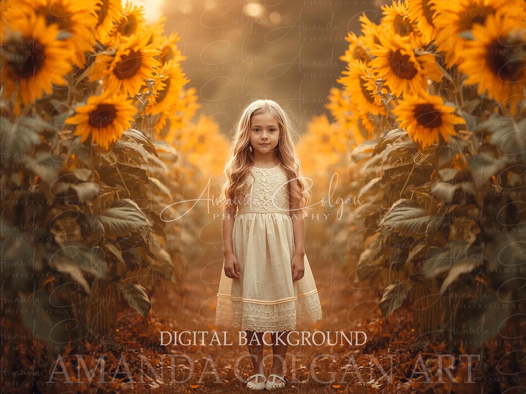 Sunflower Path Digital Backdrop: Autumn Farm Photography (digital ...