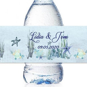 25 Beach Wedding Water Bottle Labels, Ocean Party Stickers for Bridal ...