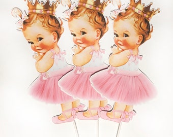 3 Pink Gold African American Princess Centerpieces Birthday - Etsy