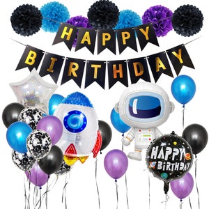 Astronaut Balloon Birthday Boy Party Decor Set, Birthday Banner Paper ...