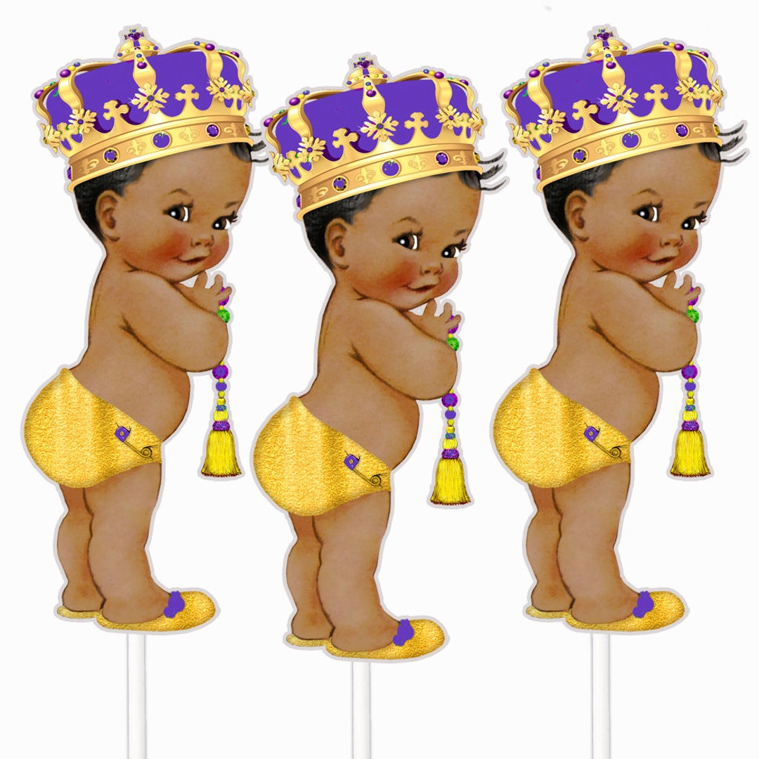 3 Gold Purple Prince Centerpieces African American Royal Baby Shower ...