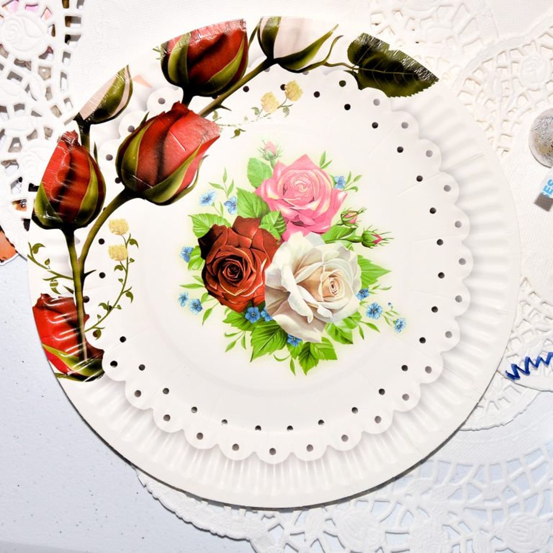 40 Rose Garden Party Dessert Paper Plates, Tea Party - Etsy