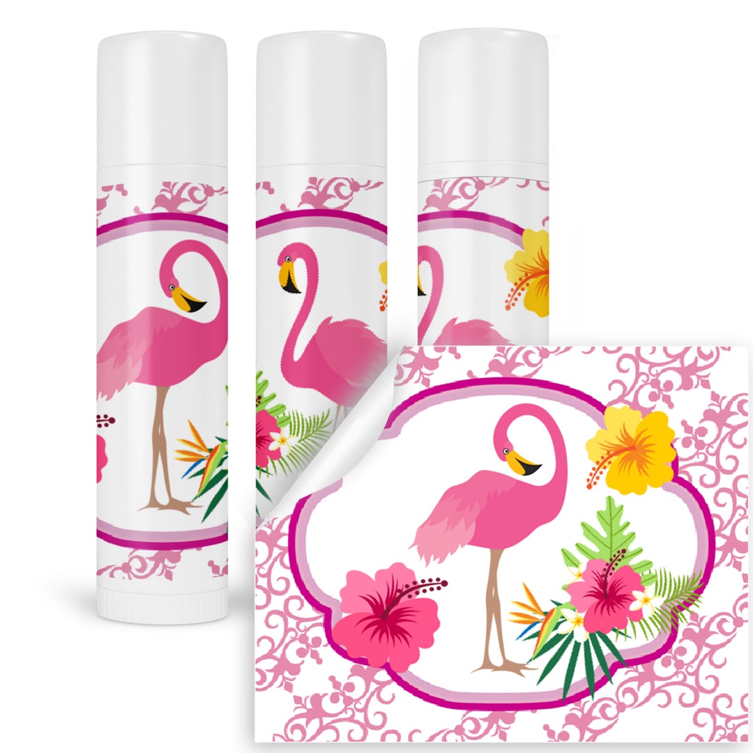 Pink Flamingo Birthday Lip Balm Labels, Flamingo Hawaiian Luau Party ...