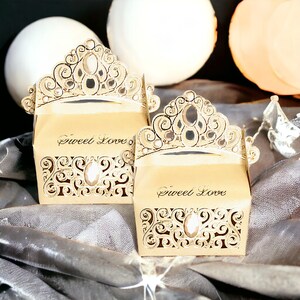 Princess Ivory Crown Tiara Favor Boxes for 1st Birthday Baby Shower ...