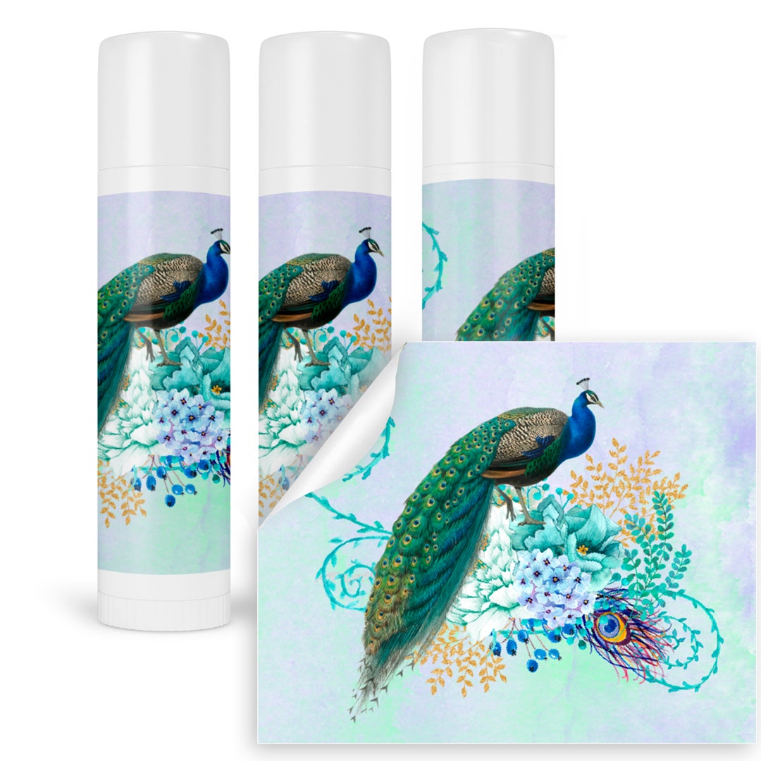 Peacock Labels Wedding Chapstick Stickers Birthday Bridal Shower Party ...