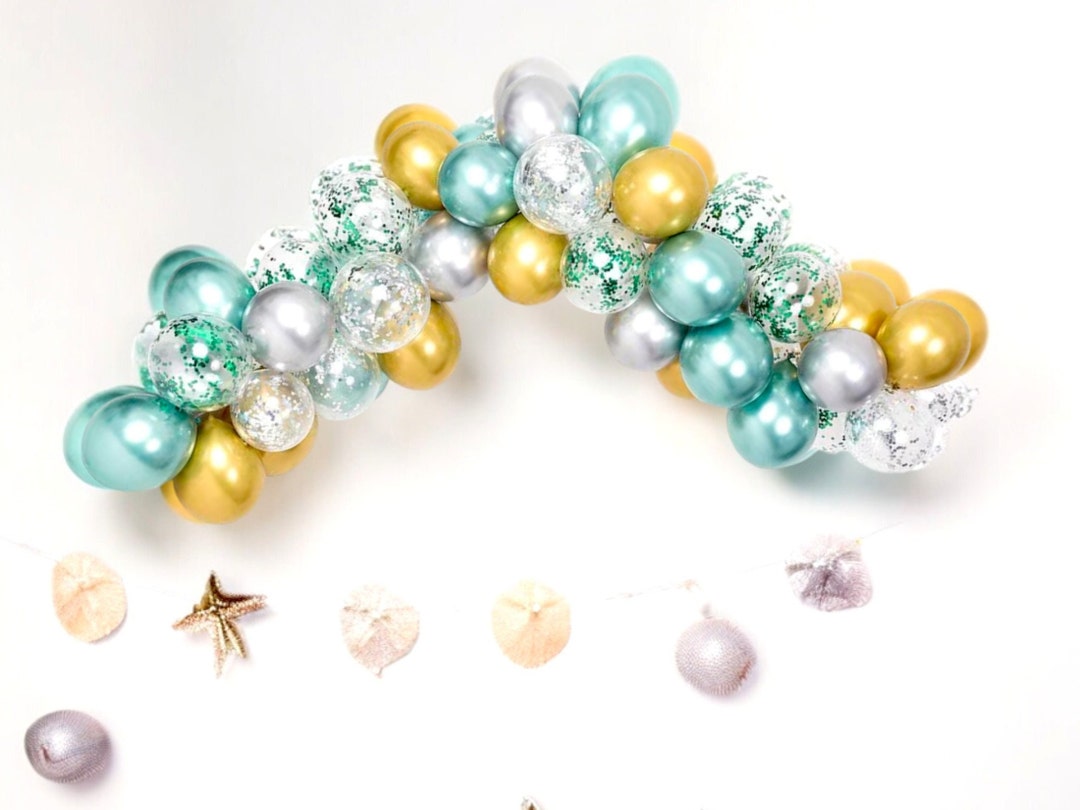 Mermaid Balloon Arch Kit: Aqua, Gold & Green - Under the Sea Party - Etsy