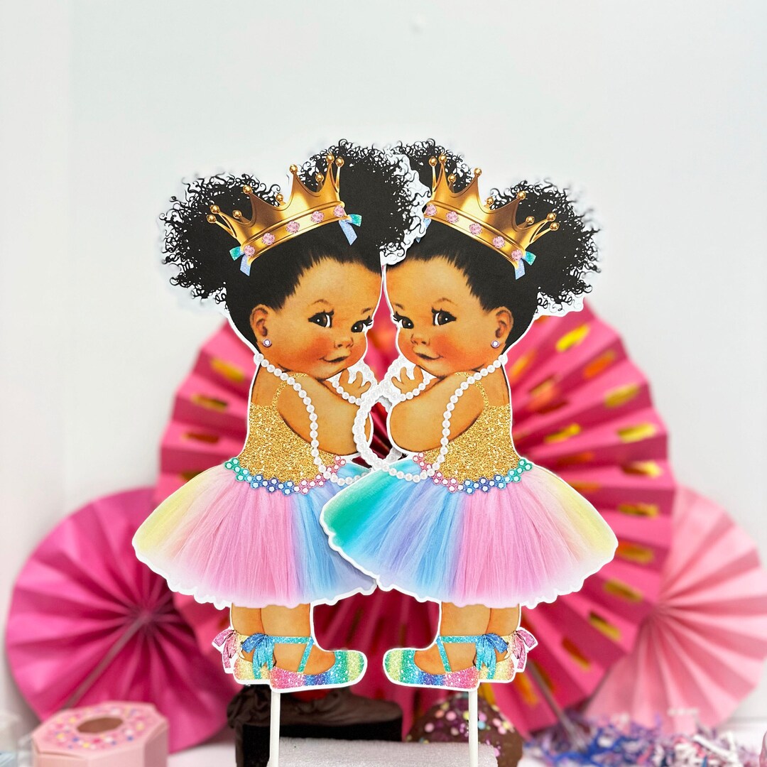 3 Rainbow Princess Centerpieces African American Birthday Table ...