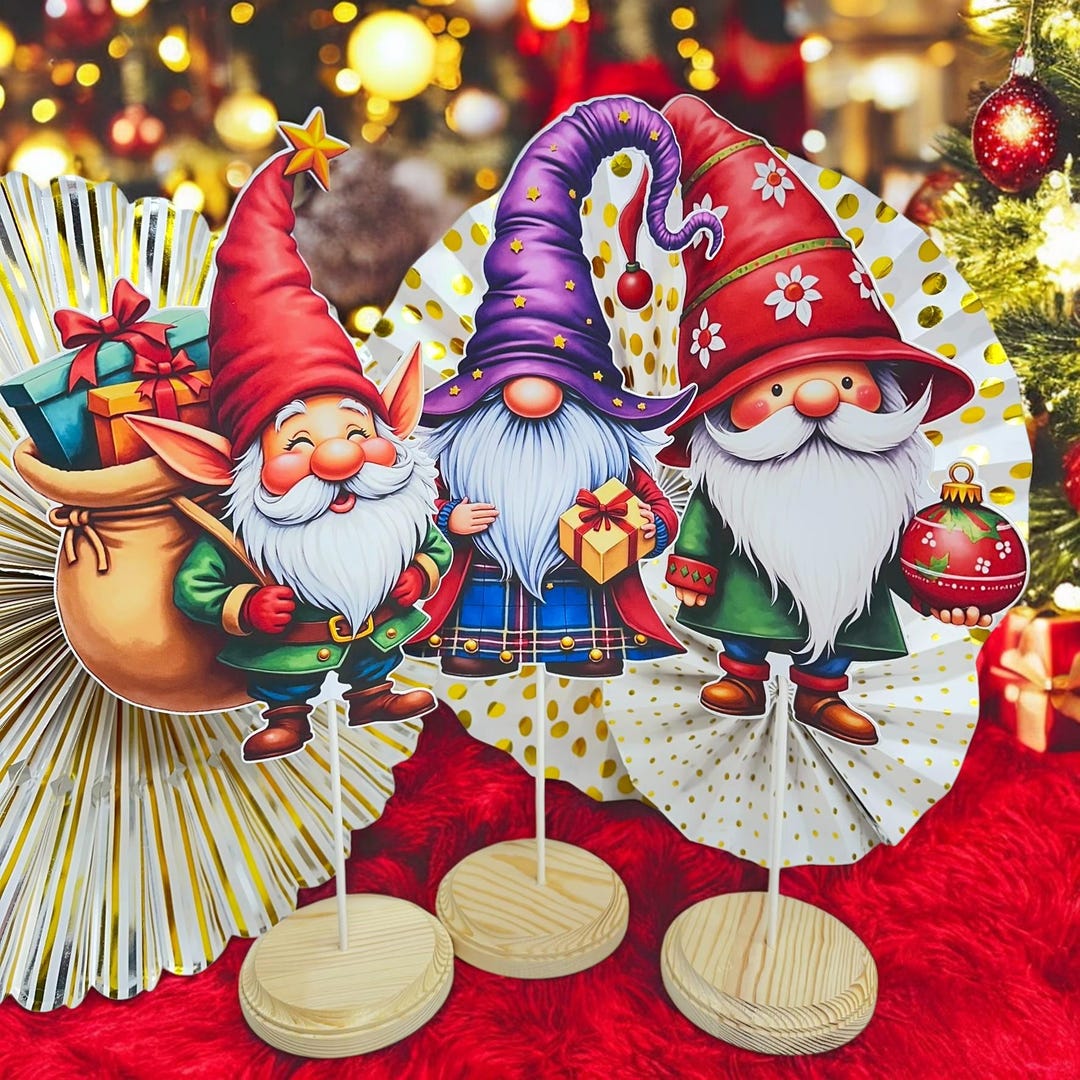 Chistmas Gnomes Cutouts Centerpieces With Base, Cutouts Party Table ...