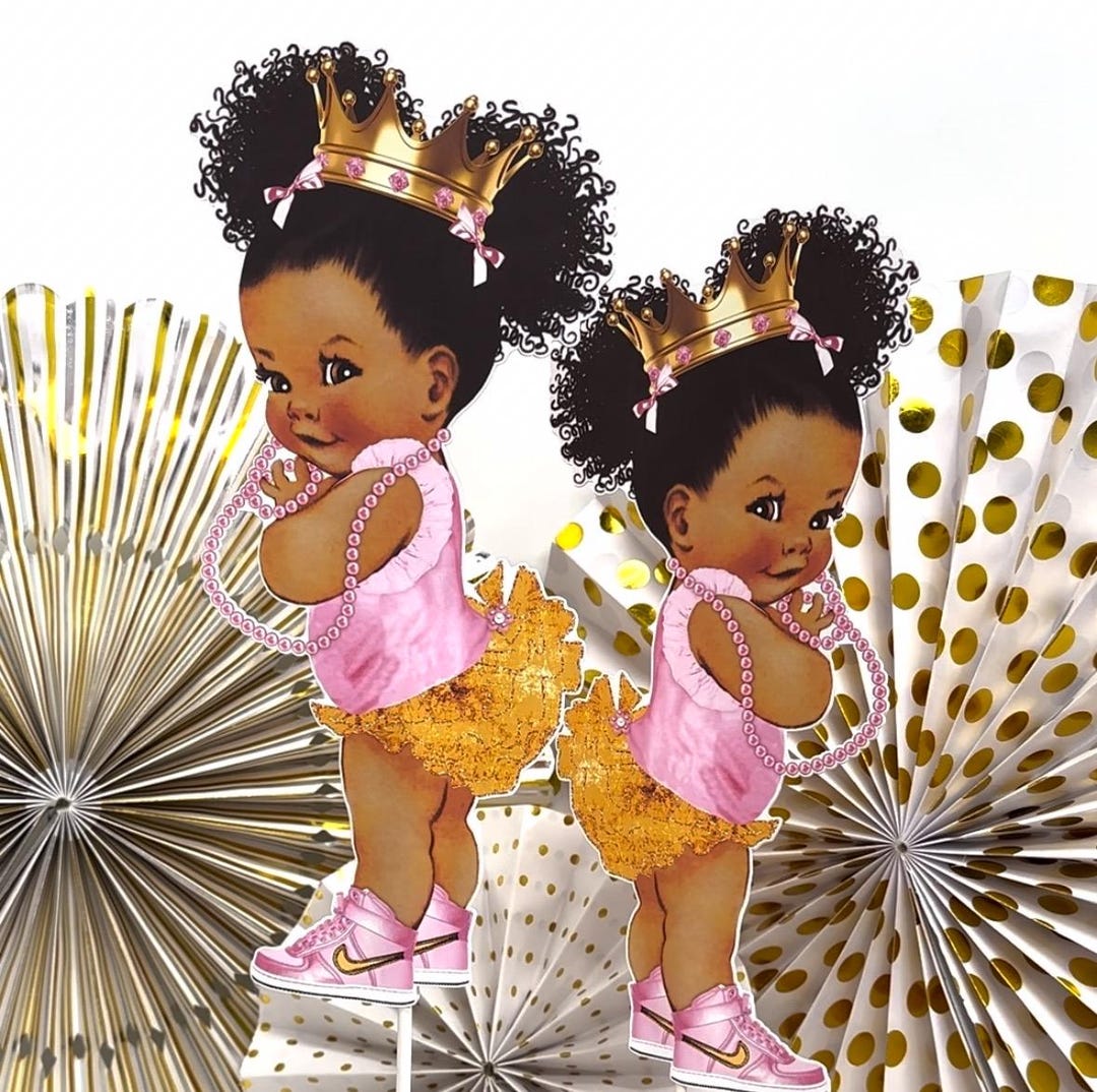 3 Pink Gold African American Princess Centerpieces Birthday Table Decor ...