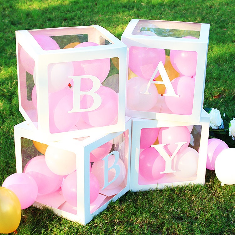 White Clear Balloon Baby Shower Boxes, Boy Girl Balloon Decor - Etsy