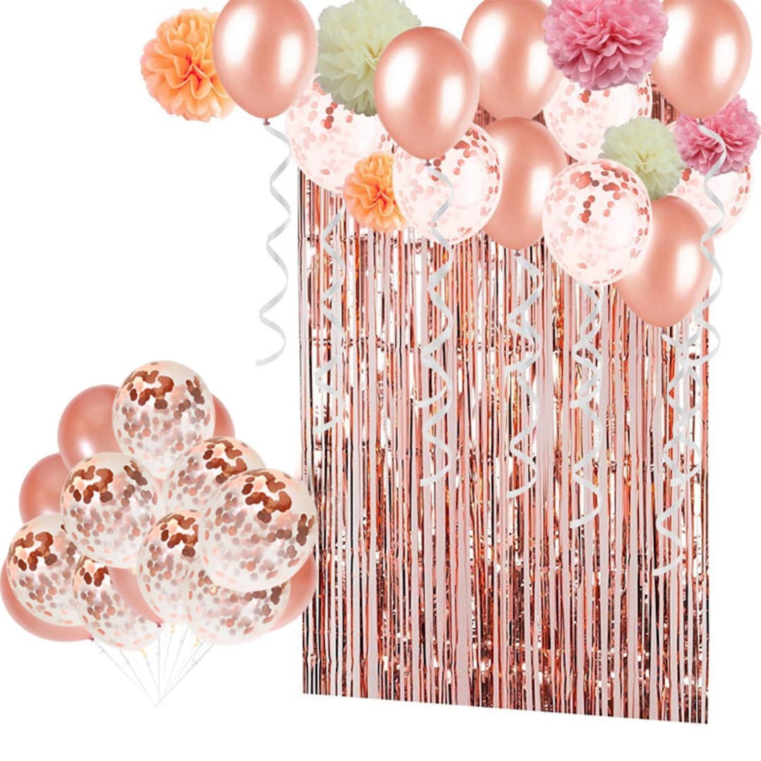 Kit Rose Gold Balloons Foil Curtain Bachelorette Party Confetti ...