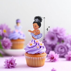 Sitting Lavender Princess Cake Toppers DIY African American Baby Girl ...