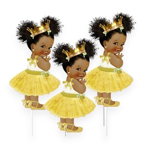 Gold Tutu Princess Toppers Centerpieces Cutouts African American Baby ...