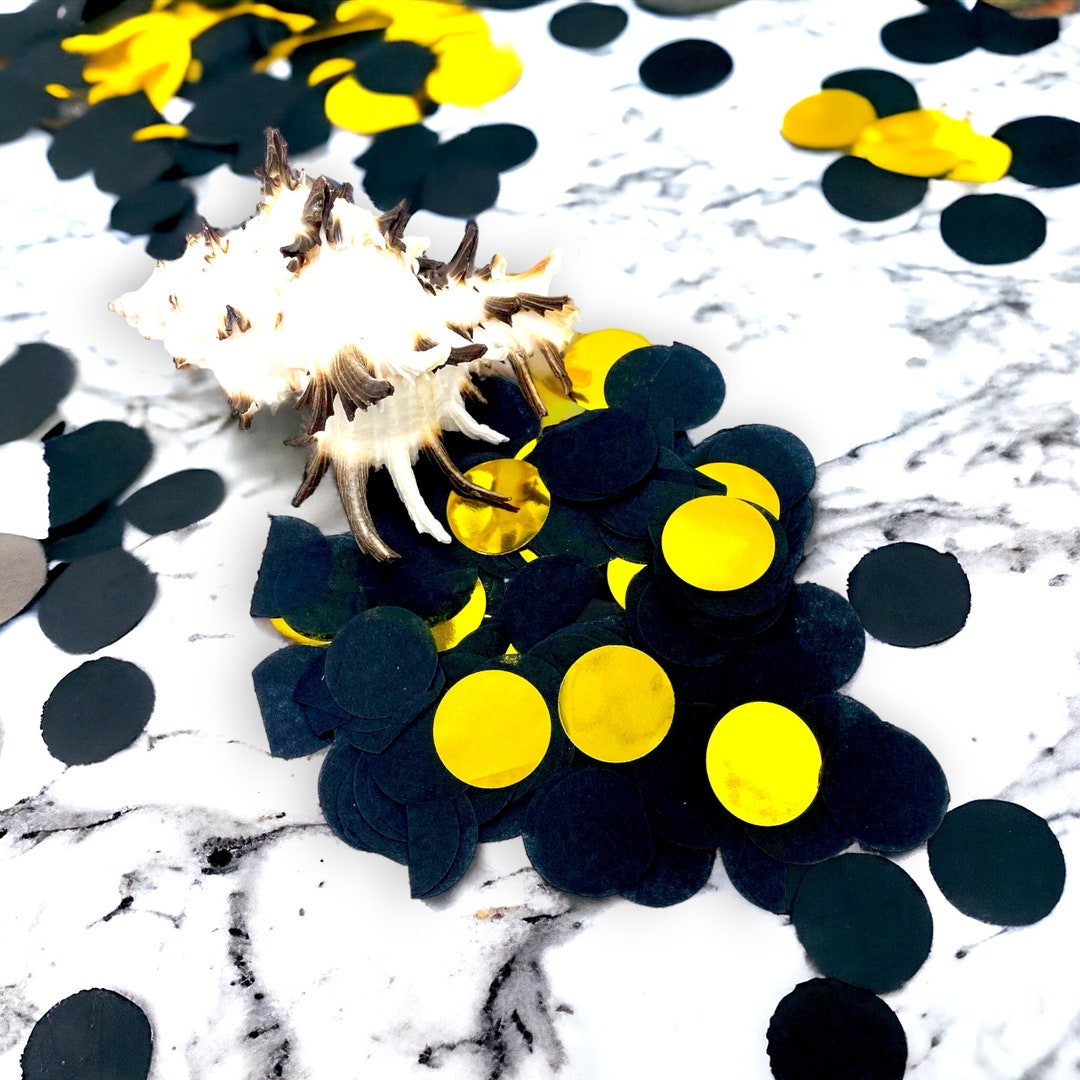 Black & Gold Paper Confetti: Wedding, Birthday, Shower Decor - Etsy