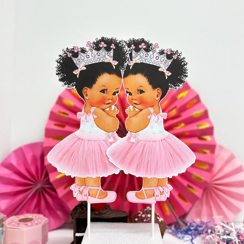 Pink Silver Crown Princess Centerpieces African American Baby Shower - Etsy
