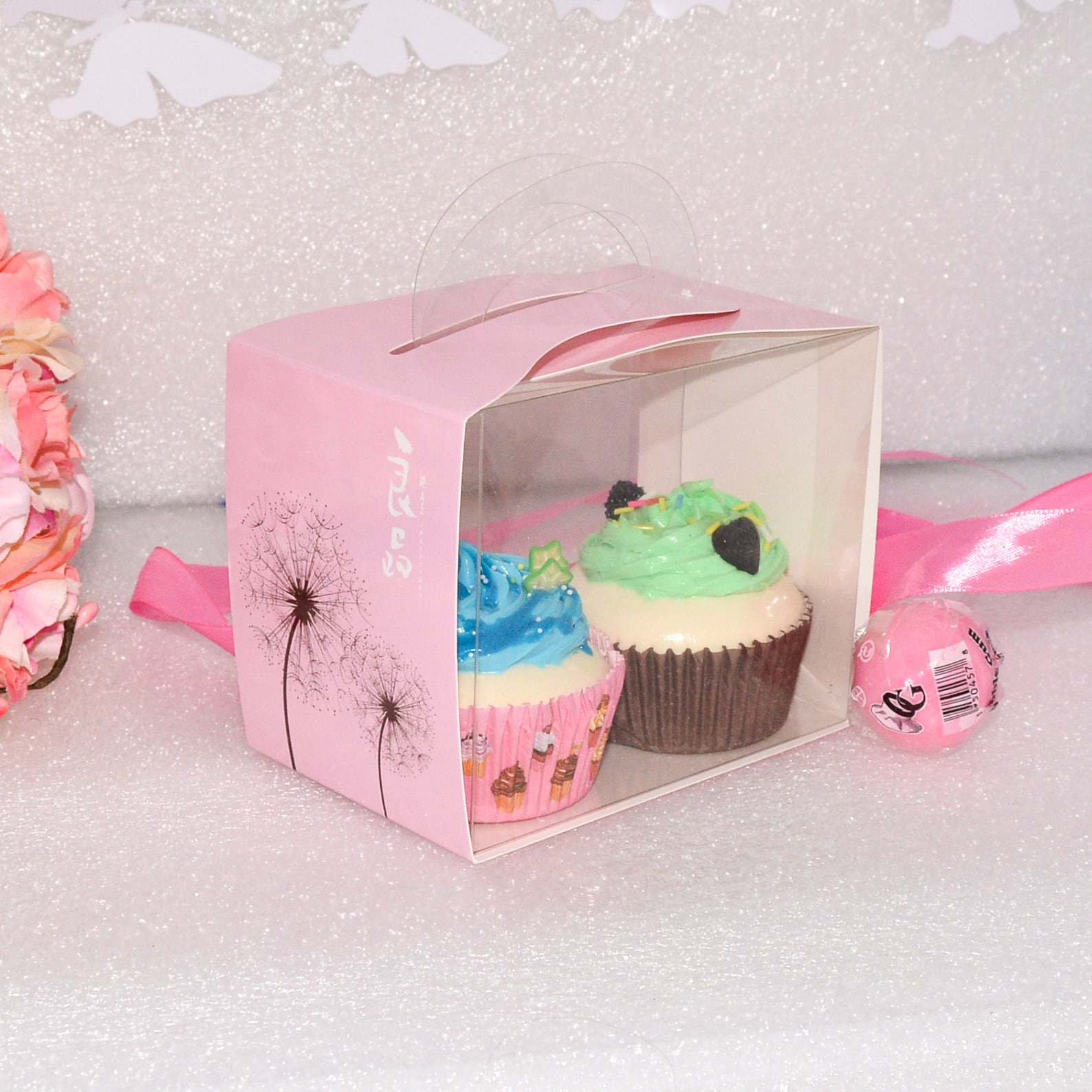 12 Pink Cupcake Boxes Clear Wedding Cupcake Boxes With | Etsy