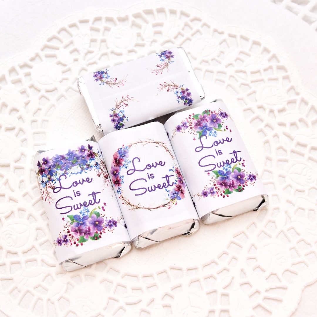 54 Purple Wedding Labels for Hershey's Miniatures, Purple Candy ...