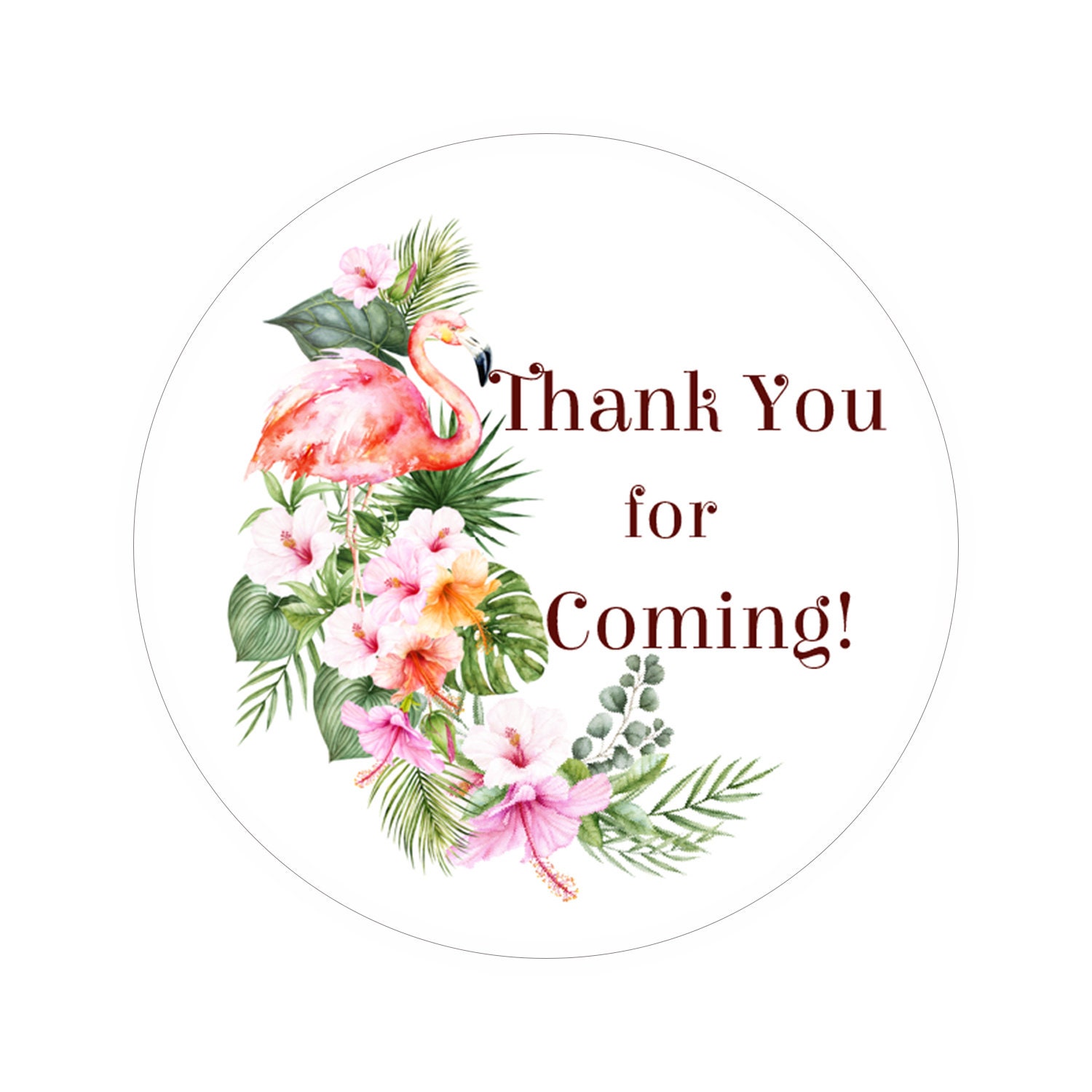 Flamingo Hawaiian Thank You for Coming Labels Wedding Birthday | Etsy