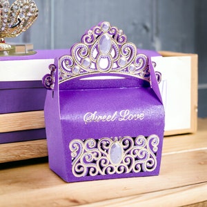 12 Princess Purple Crown Tiara Favor Boxes - Perfect Purple Princess ...
