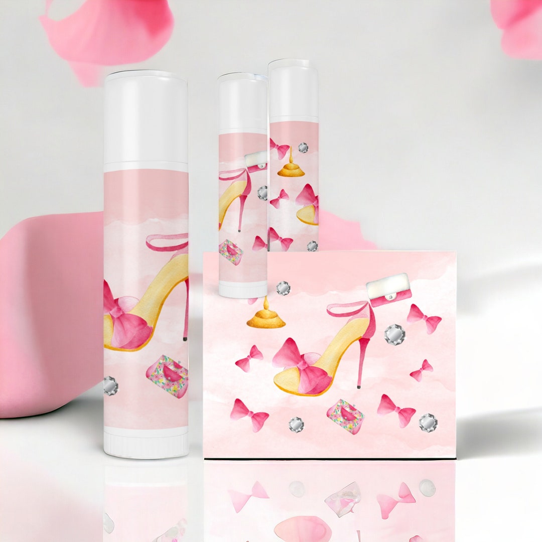 Pink High Heel Lip Balm Labels, Fashion Party Favor Labels, Lip Balm ...