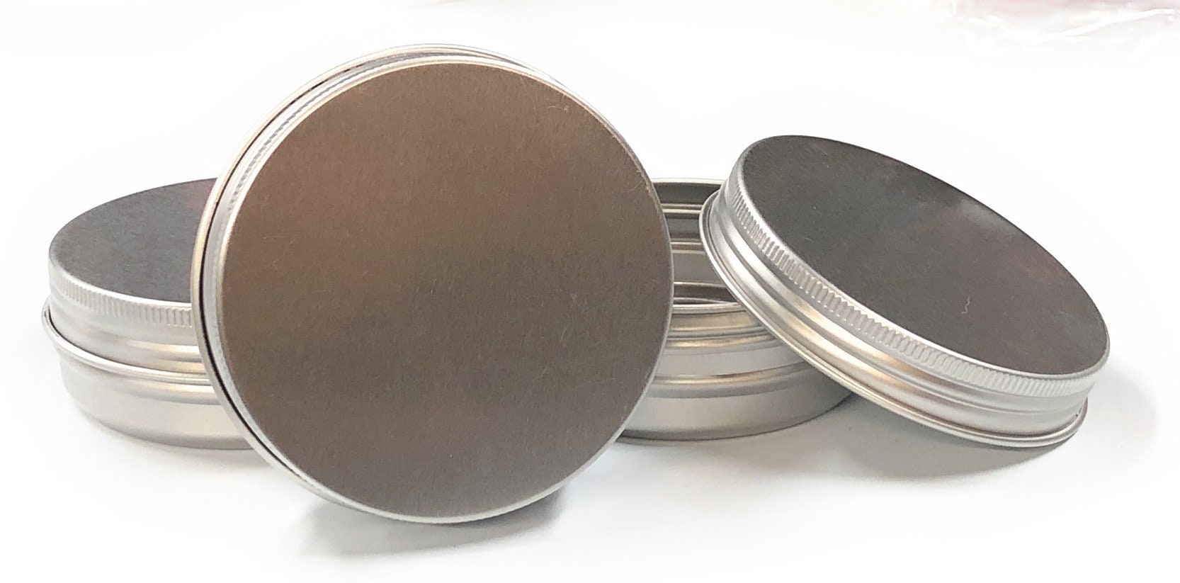 12 Silver Aluminum Tins Screw Lid 2 Oz Wedding Birthday Bridal Shower ...