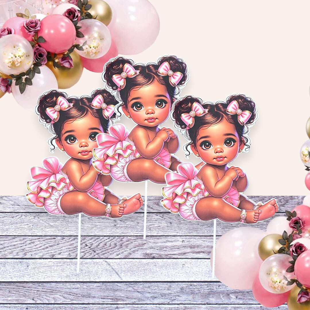 Pink Baby Sitting Girl Centerpiece Cutouts, African American Cake ...