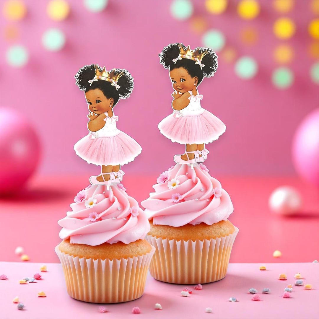 24 Little African American Princess Cupcake Toppers, DIY - Etsy