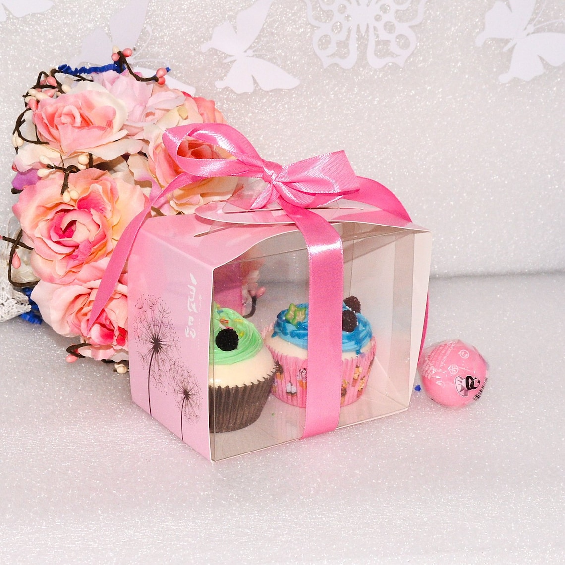 12 Pink Cupcake Boxes Clear Wedding Cupcake Boxes With | Etsy