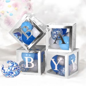 Silver Clear Balloon Baby Shower Boxes, Boy Girl Balloon Decor - Etsy