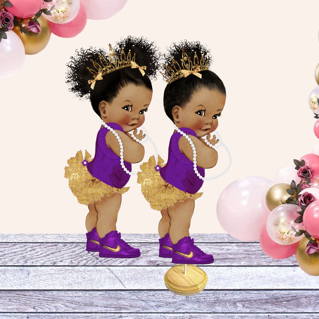 Purple Gold Princess Centerpiece, Baby Shower Decoration Ruffle Pants ...