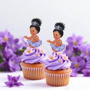 Sitting Lavender Princess Cake Toppers DIY African American Baby Girl ...