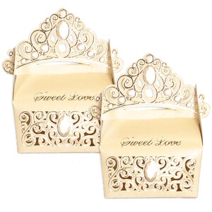 Princess Ivory Crown Tiara Favor Boxes for 1st Birthday Baby Shower ...