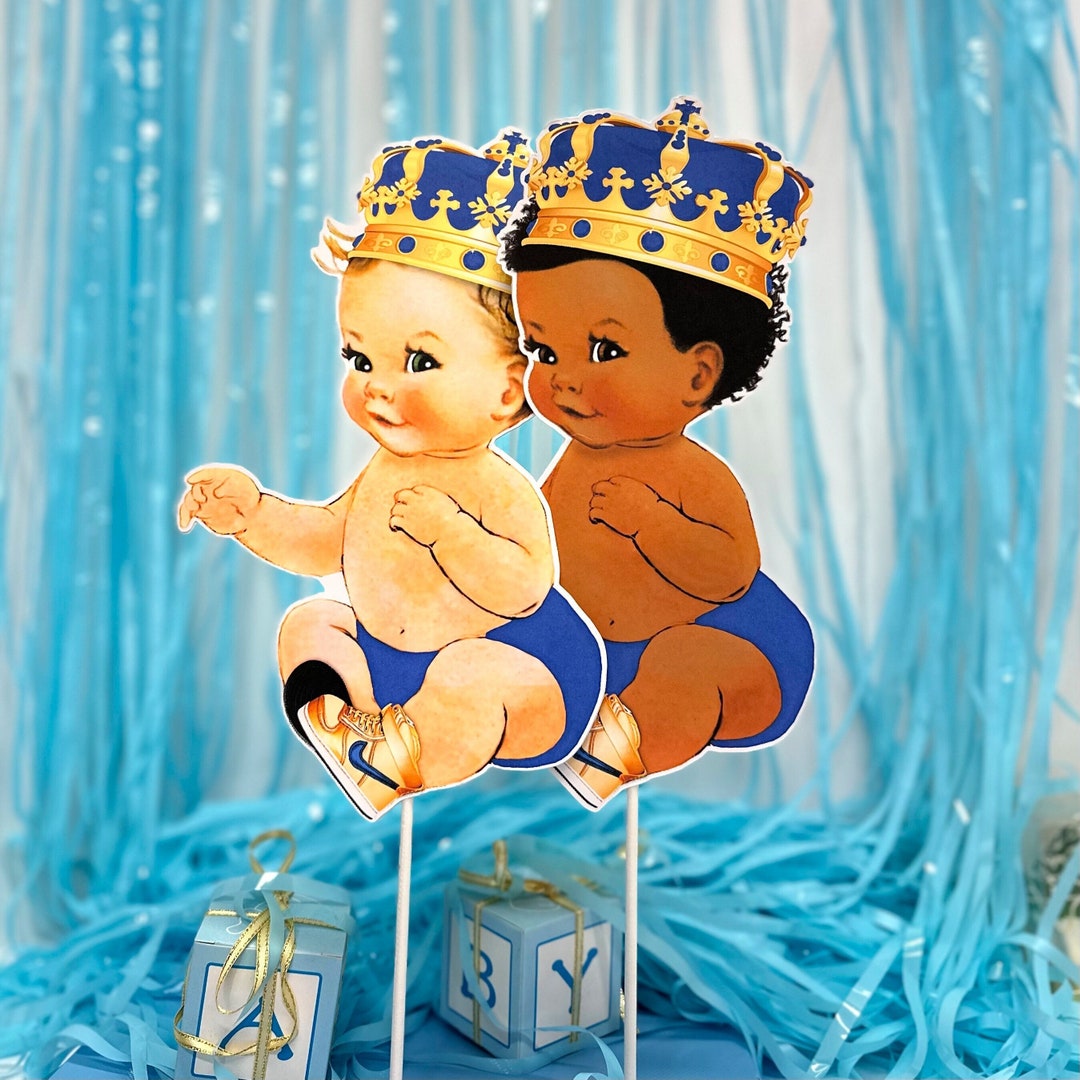 Little Prince Centerpieces Sitting Royal Blue Boy Cutouts Baby Shower ...