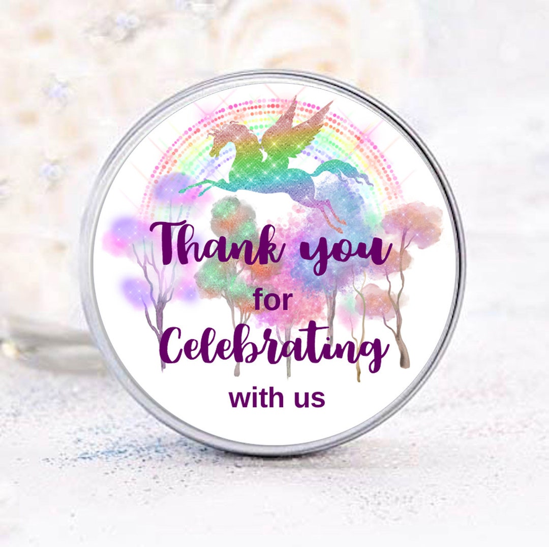 Unicorn Labels, Unicorn Round Stickers, Rainbow Unicorn Birthday Favor ...