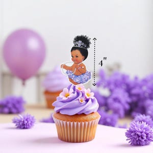 Sitting Lavender Princess Cake Toppers DIY African American Baby Girl ...