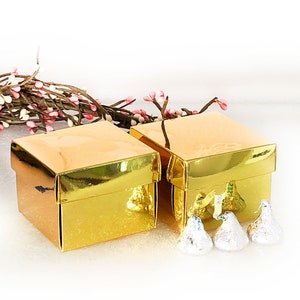 Set of 12 Gold Metallic Favor Boxes With Lid - Bridal Shower Wedding ...