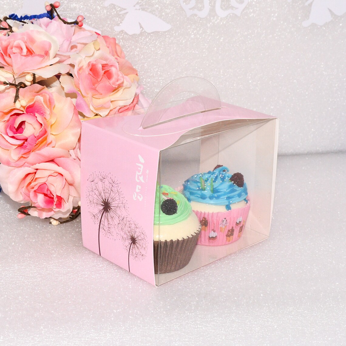 12 Pink Cupcake Boxes Clear Wedding Cupcake Boxes With | Etsy