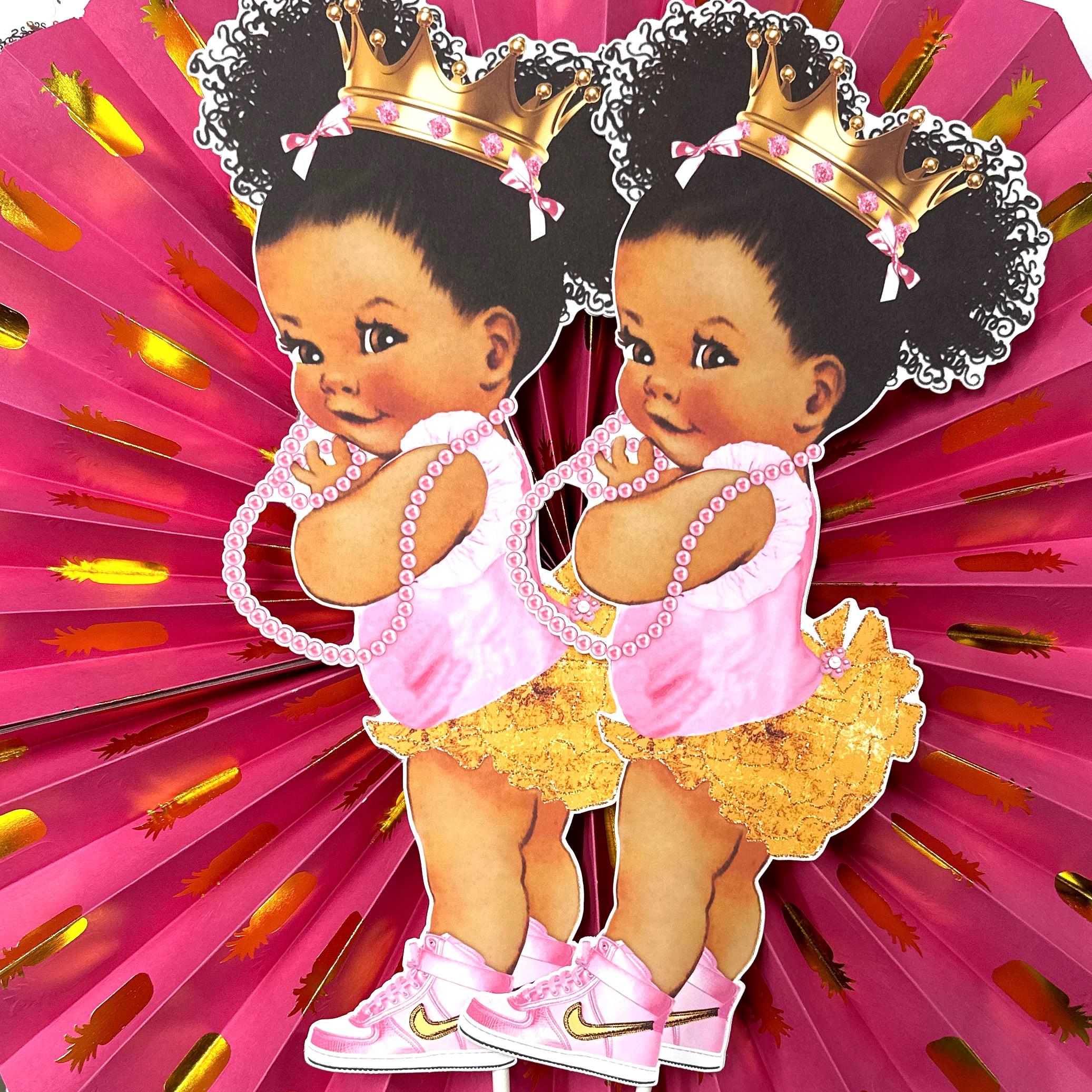 3 Pink Gold African American Princess Centerpieces Birthday Table Decor ...