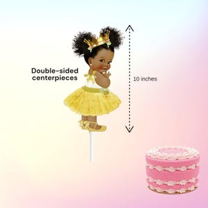 Gold Tutu Princess Toppers Centerpieces Cutouts African American Baby ...