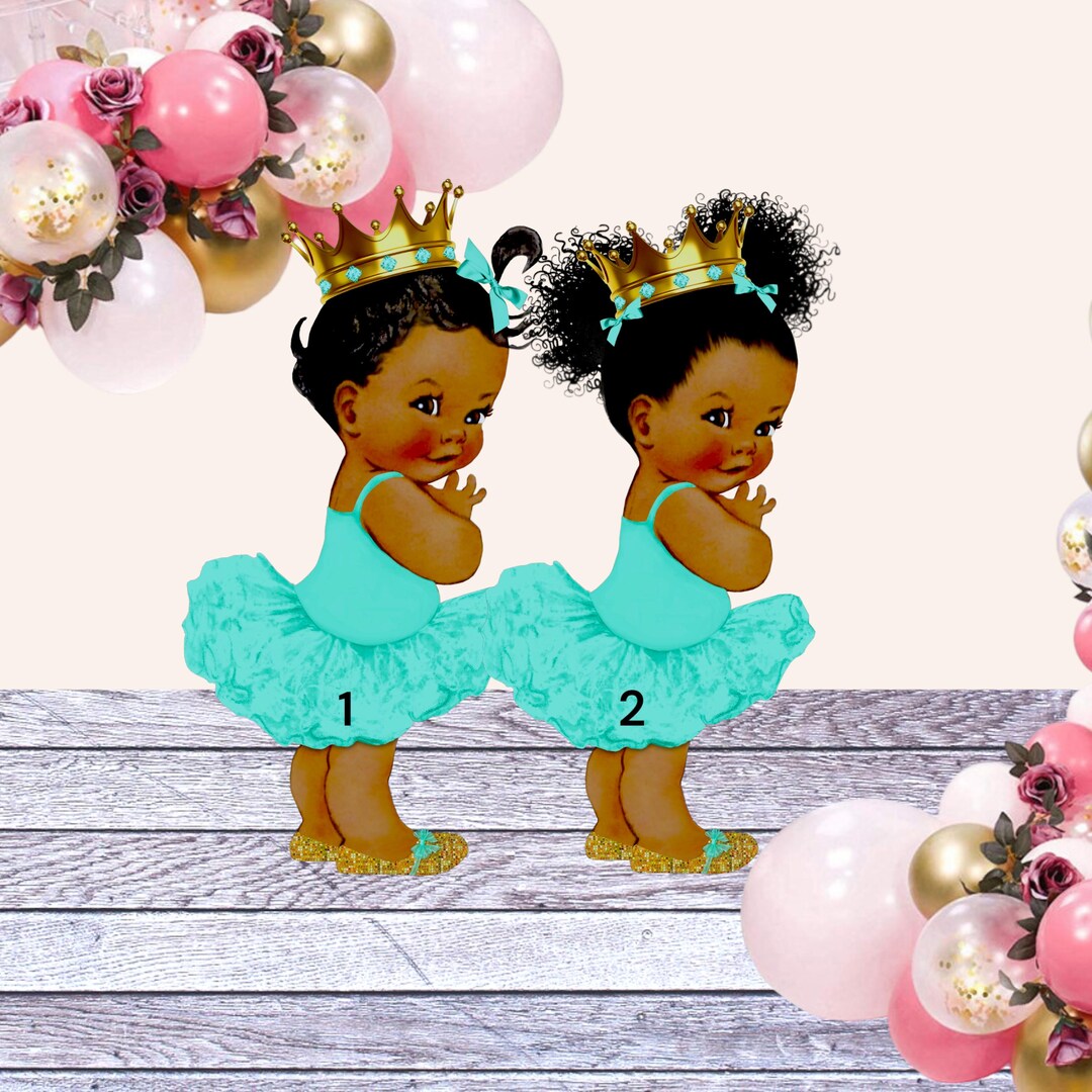 Turquoise Princess Cutouts Centerpieces Aqua African American Birthday ...