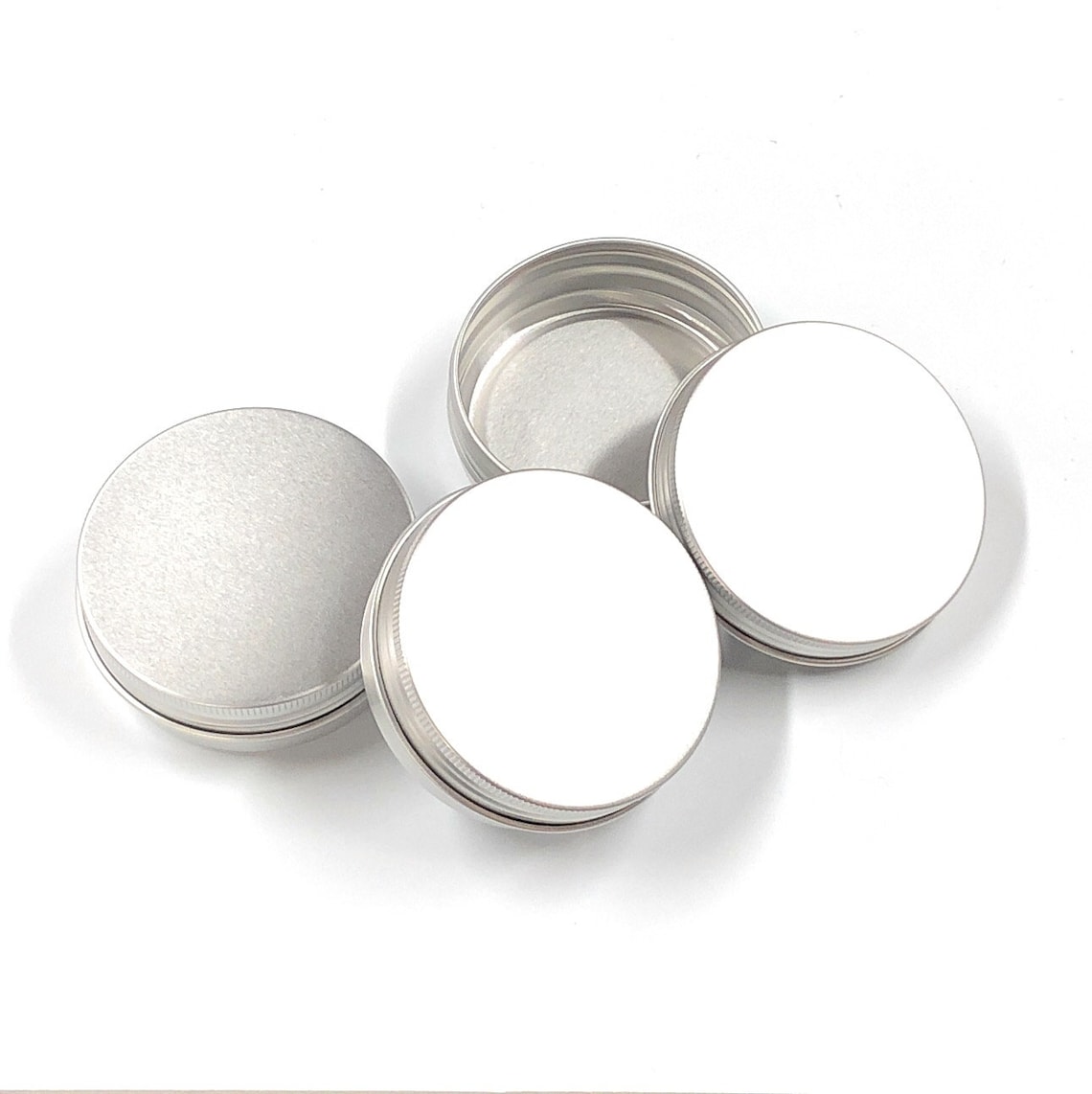 12 Silver Aluminum Tins Screw Lid 2 Oz Wedding Birthday Bridal Shower ...