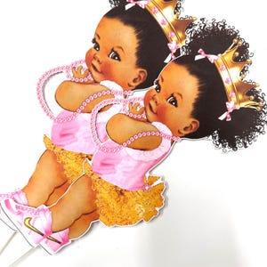 3 Pink Gold African American Princess Centerpieces Birthday Table Decor ...