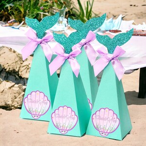 Under the Sea Gift Box, 12 Mermaid Birthday Favor Boxes, Aqua Purple ...