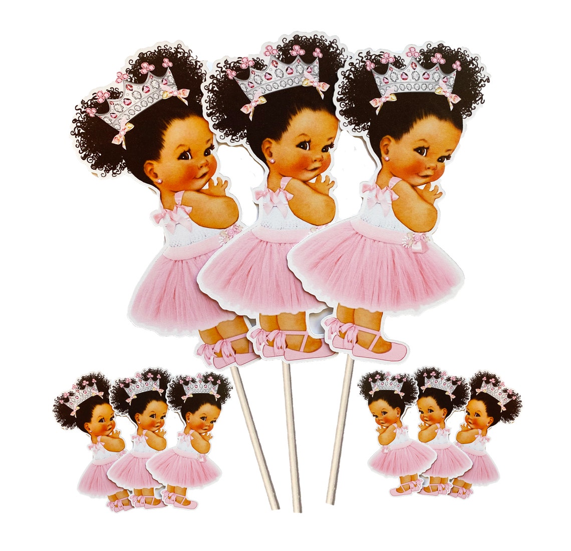 Pink Silver Crown Princess Centerpieces African American Baby - Etsy