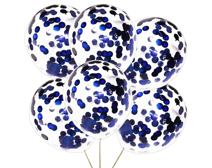 Yellow Blue Balloons, 12 Inch Blue Gold Confetti Balloons Dark Blue ...
