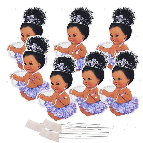 Sitting Lavender Princess Cake Toppers DIY African American - Etsy