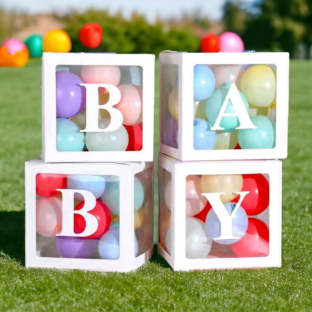 White Clear Balloon Baby Shower Boxes, Boy Girl Balloon Decor - Etsy