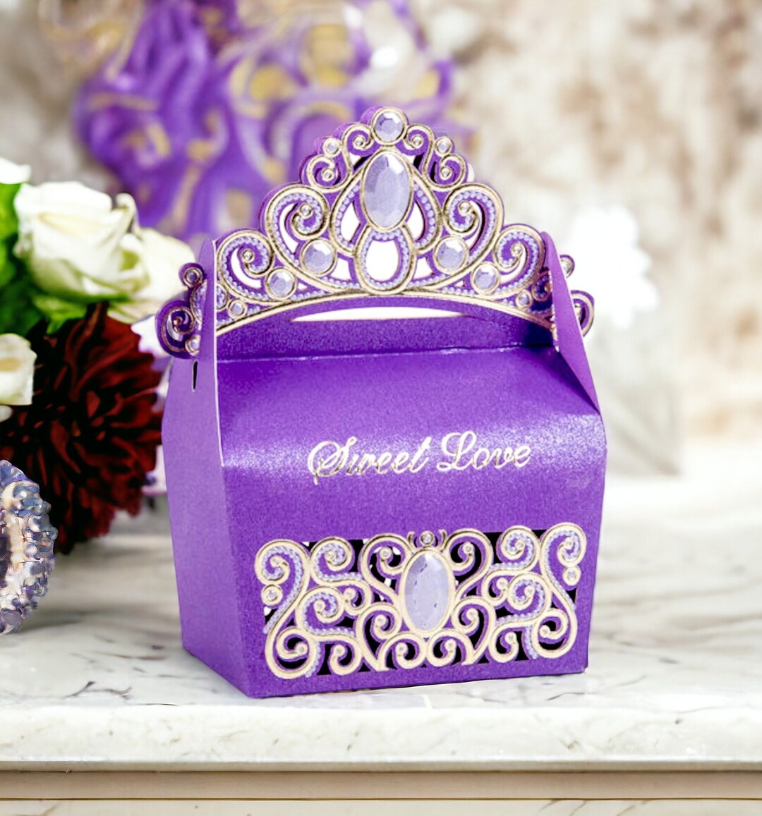 12 Princess Purple Crown Tiara Favor Boxes - Perfect Purple Princess ...
